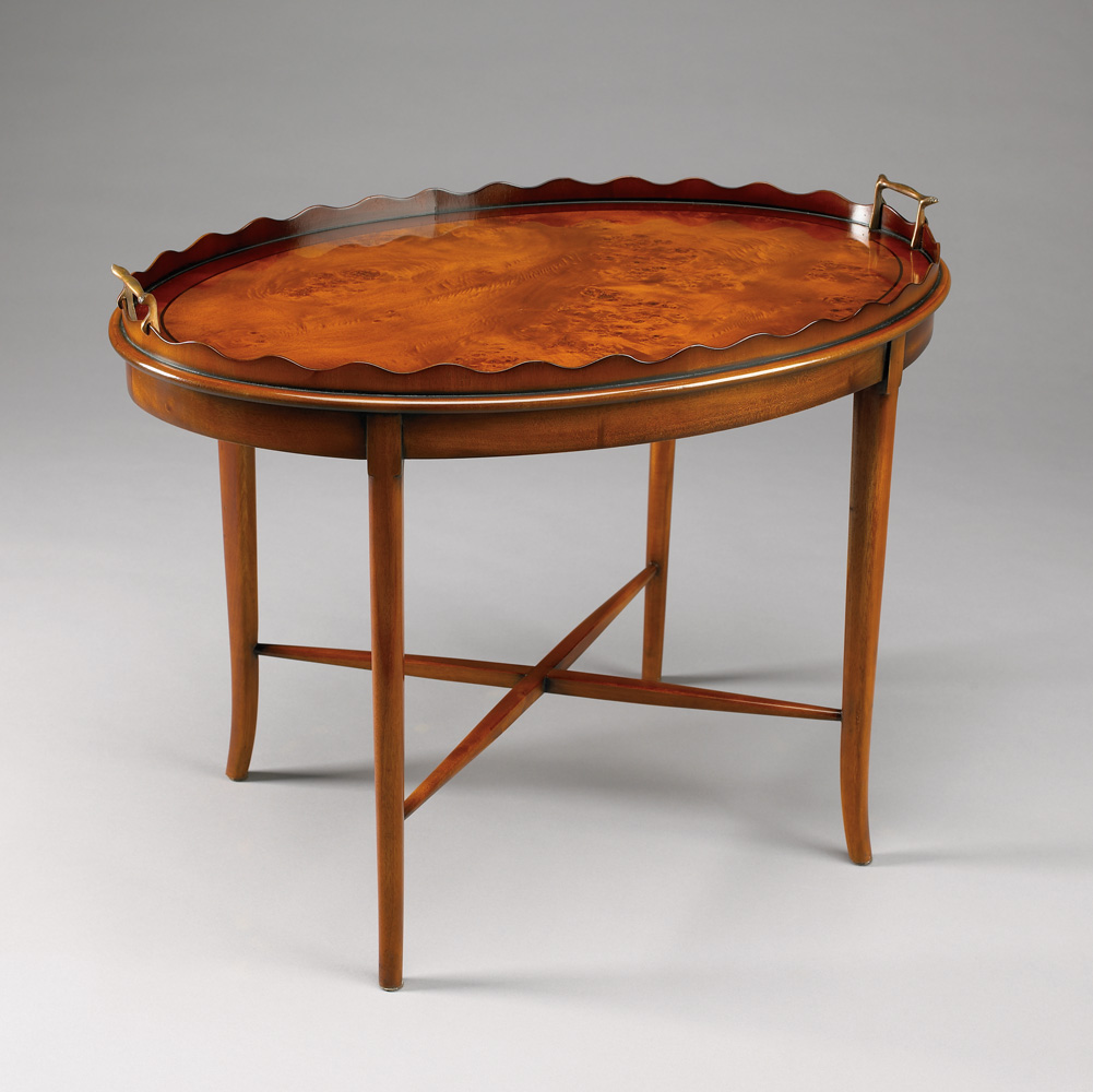 OVAL STRETCHER BASE TABLE BURL - Jansen Furniture